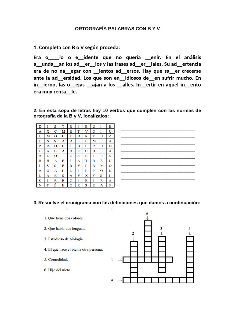 Ortografía Palabras Con B y V | PDF