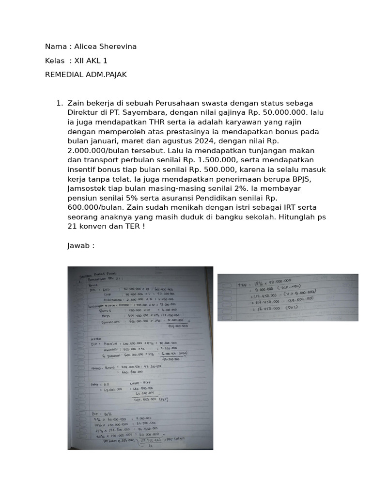 Alicea Seherevina Xii Akl 1 - Adm. Pajak | PDF