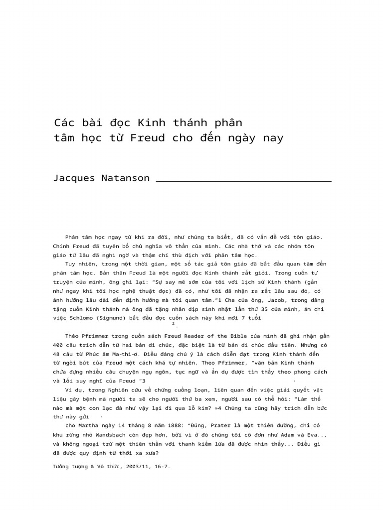 Lectures Psychanalytiques de La Bible de Freud A Nos Jours | PDF