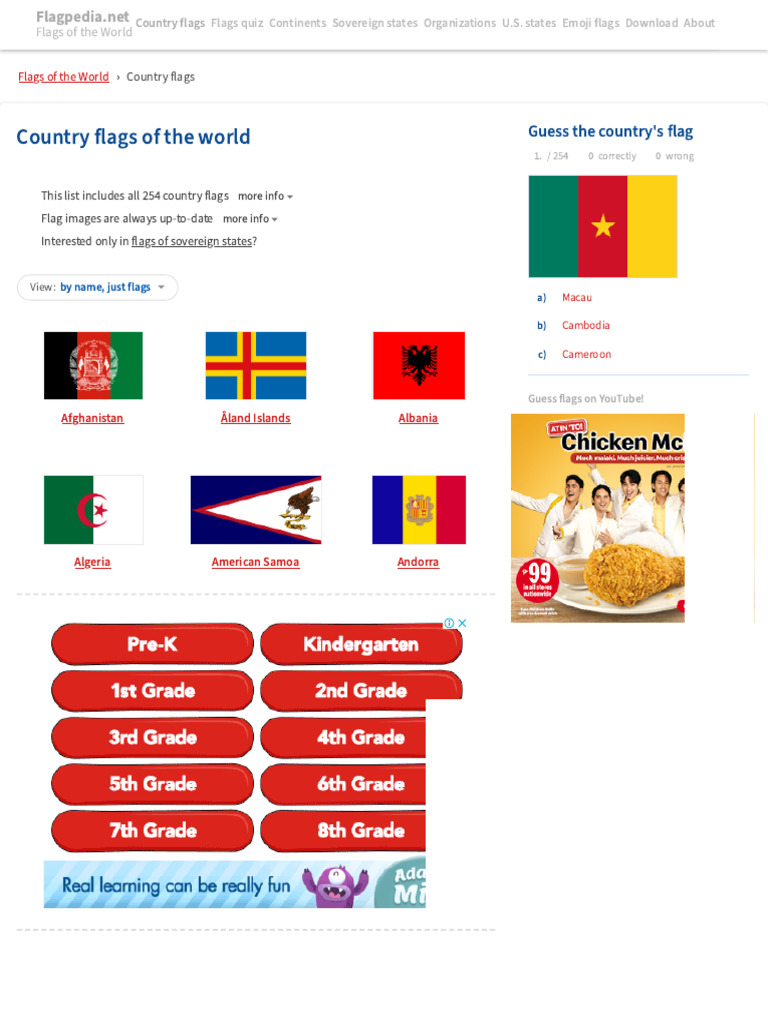 Country Flags of The World (List of All 254) | PDF