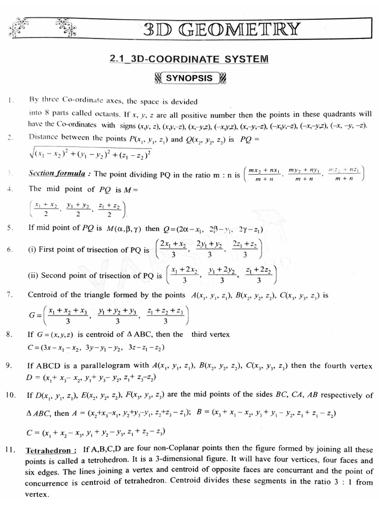 3D Geometry | PDF