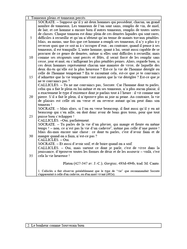Calliclès A Fait Observer Préalablement Que Le Type de "Vie" Que ...