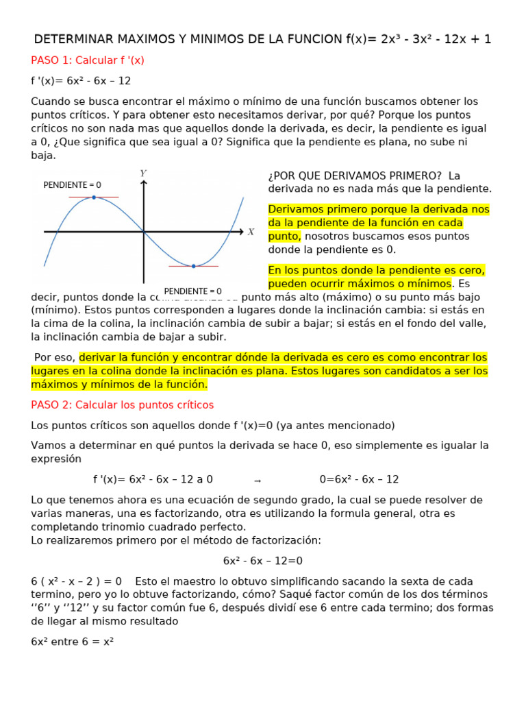 Determinar Maximos y Minimos de La Funcion | PDF