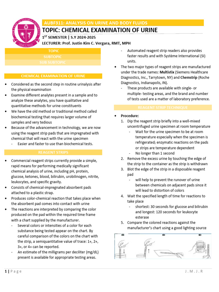 4 Chemical Examination of Urine | PDF