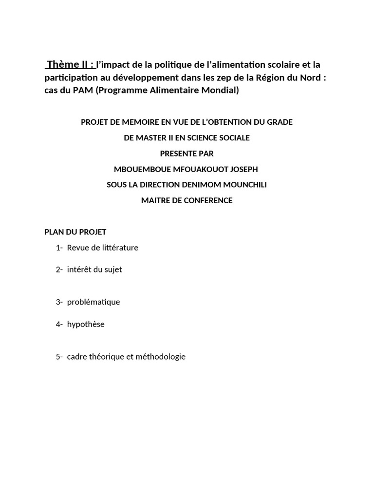 Projet de Memoire Joseph-1.Docx 11 | PDF