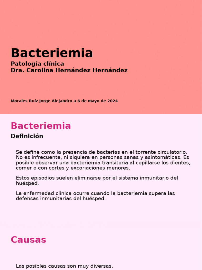 Bacteriemia Patoclinica | PDF