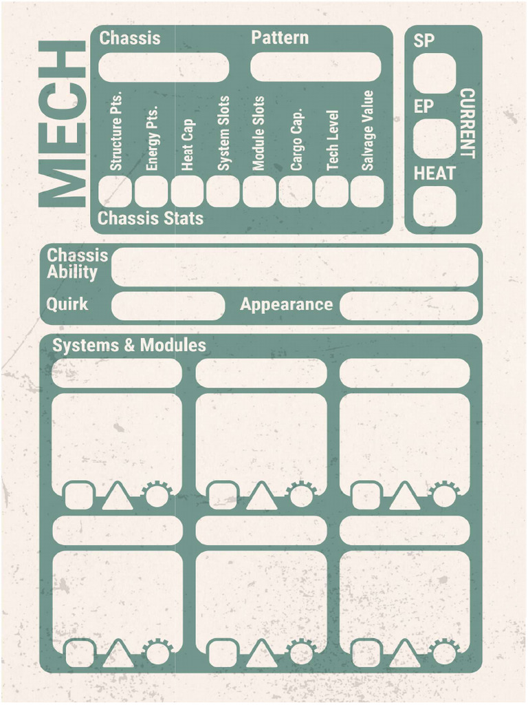 Salvage Union Mech Sheet | PDF