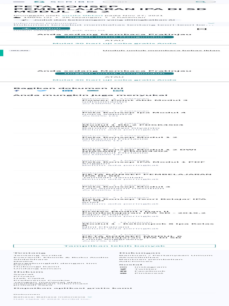 Peta Konsep Pembelajaran Ipa Di SD Modul 1 & 2 PDF | PDF