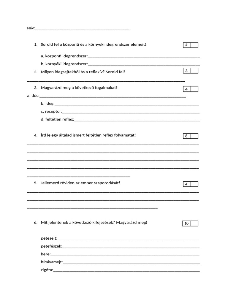 Év Végi Feladatlap | PDF