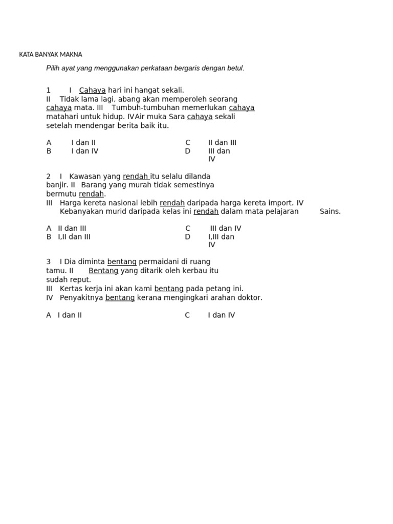 Kata Banyak Makna | PDF