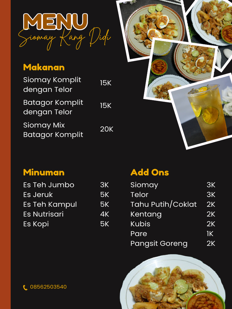 Hitam Kuning Elegan Menu Kedai Mie Dan Camilan | PDF
