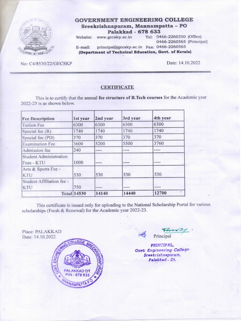 Fee Structure 2022-23 | PDF