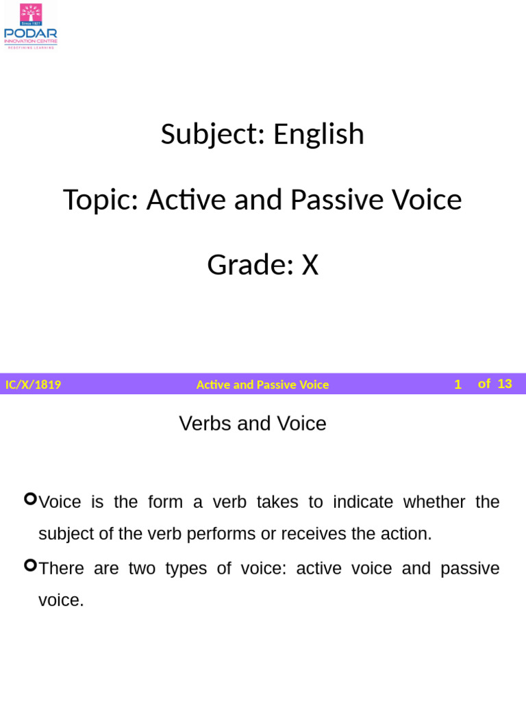ICSE - X - Eng Lang - Active and Passive Voice | PDF