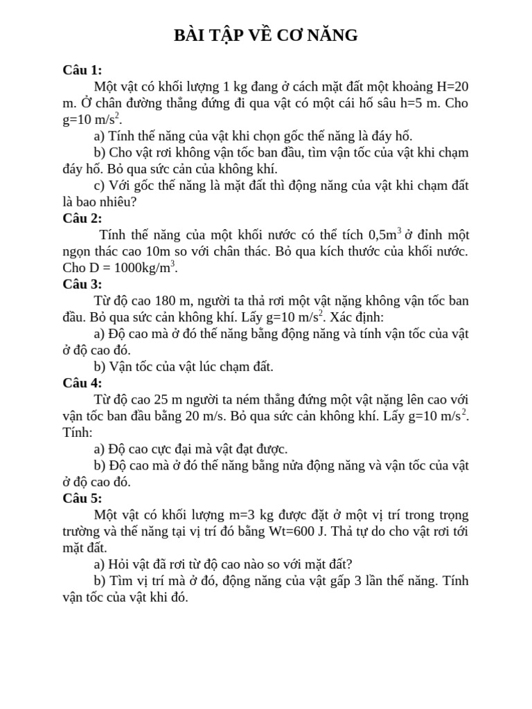 BT Bu I 5 - Cơ Năng | PDF