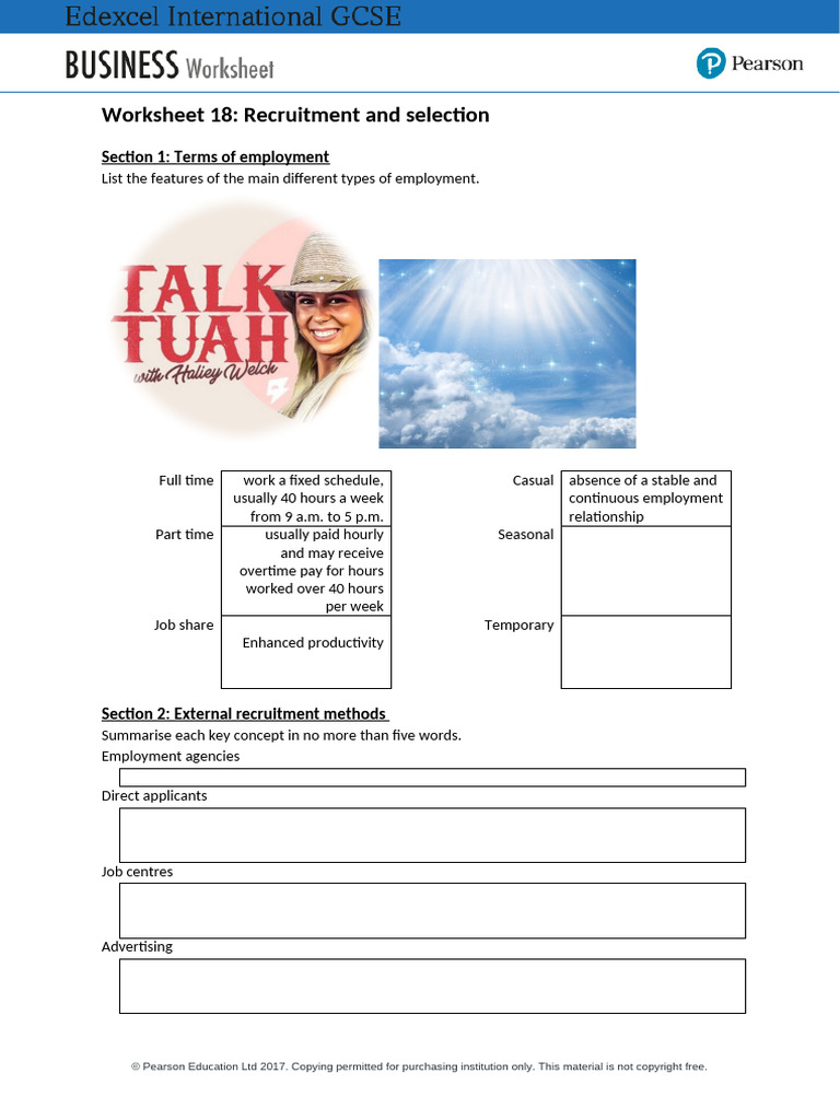 Worksheet 18 Recruitment and Selection | PDF | Recruitment | Employment