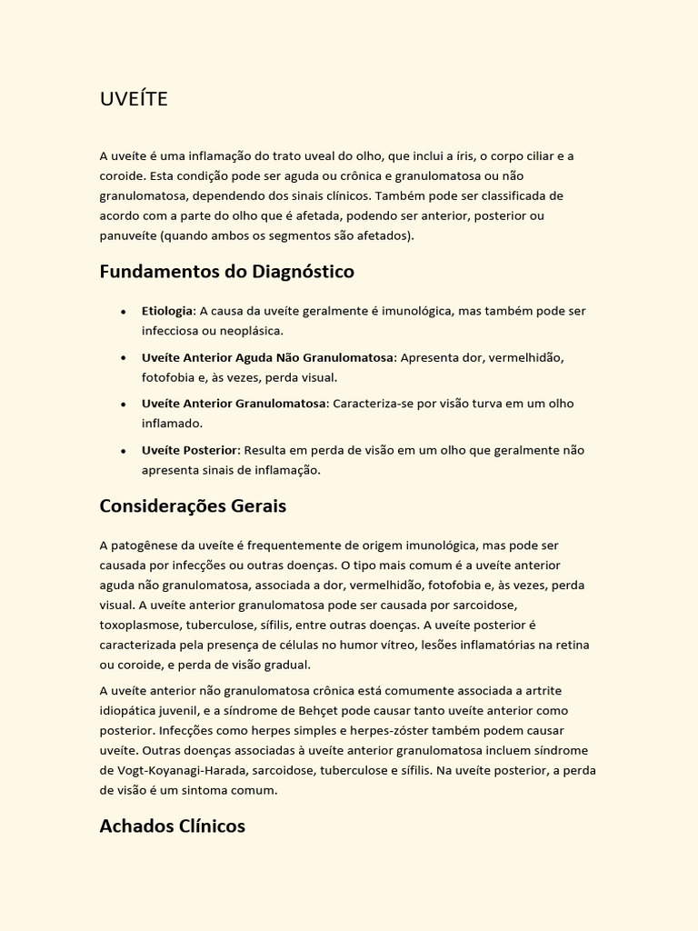 Guia Completo sobre Uveíte | PDF | Especialidades médicas | Doenças e ...