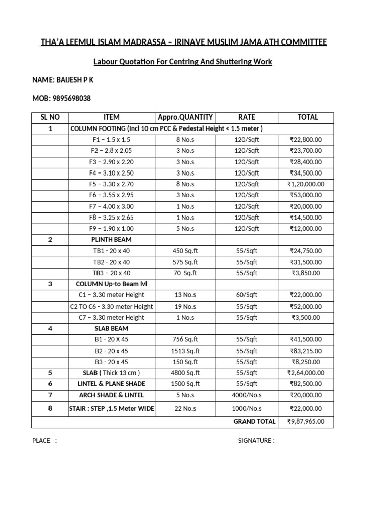 Revised Quotation Centering Work | PDF