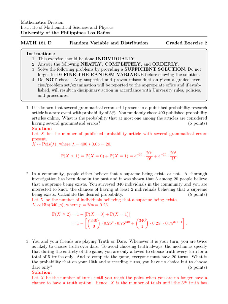 Graded Exercise 2 (Answer Key) | PDF