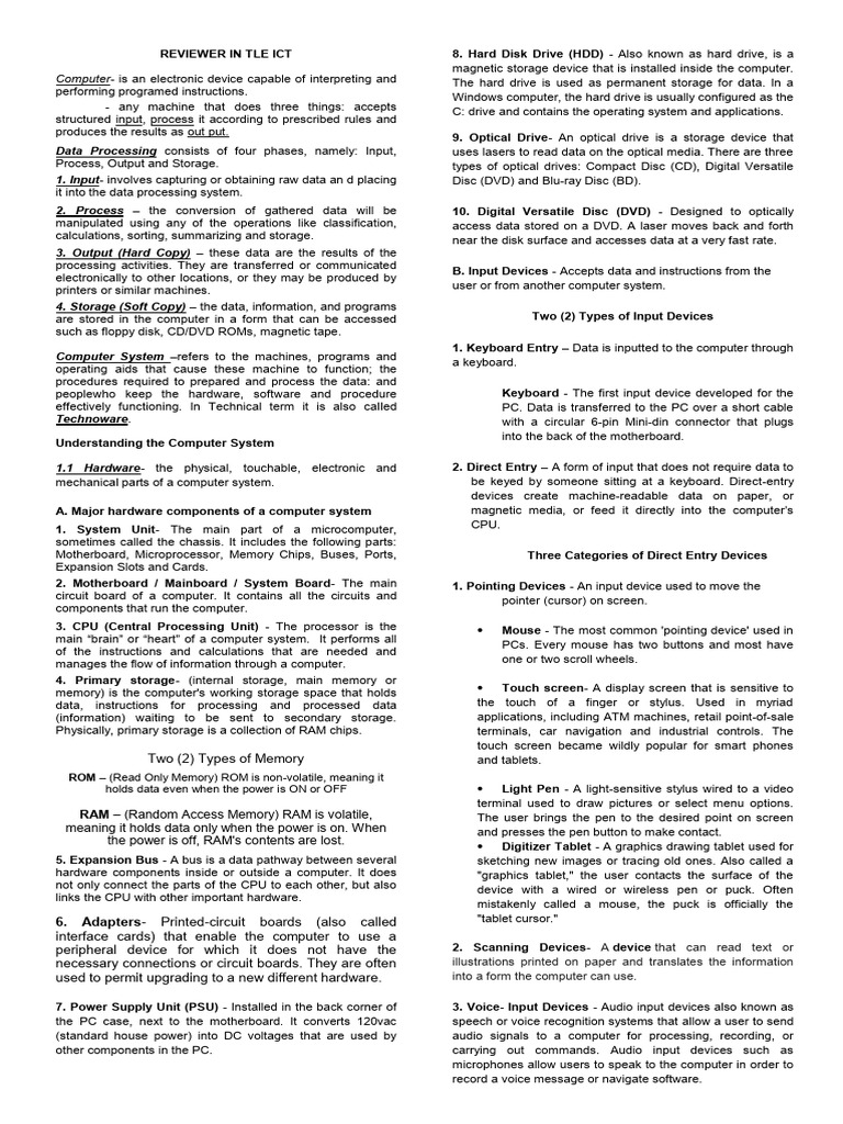 Reviewer In Tle Ict Part 1 Pdf