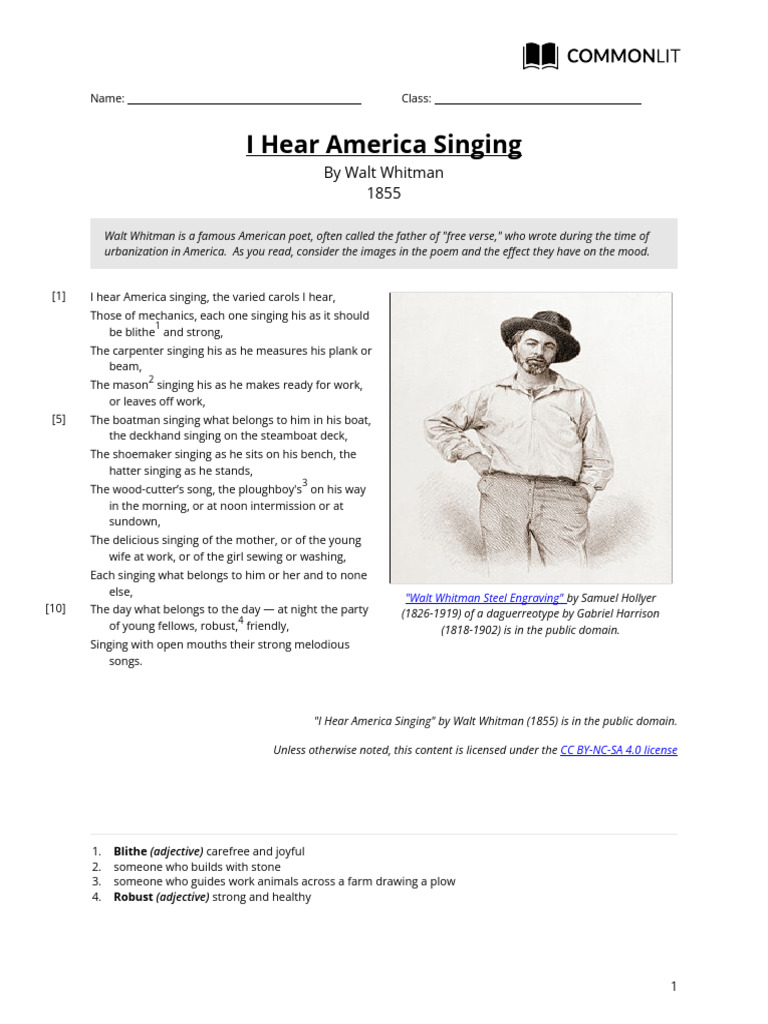 I Hear America Singing-Teacher-12 | PDF