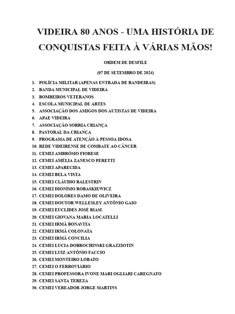 Ordem Desfile 2024 Pdf