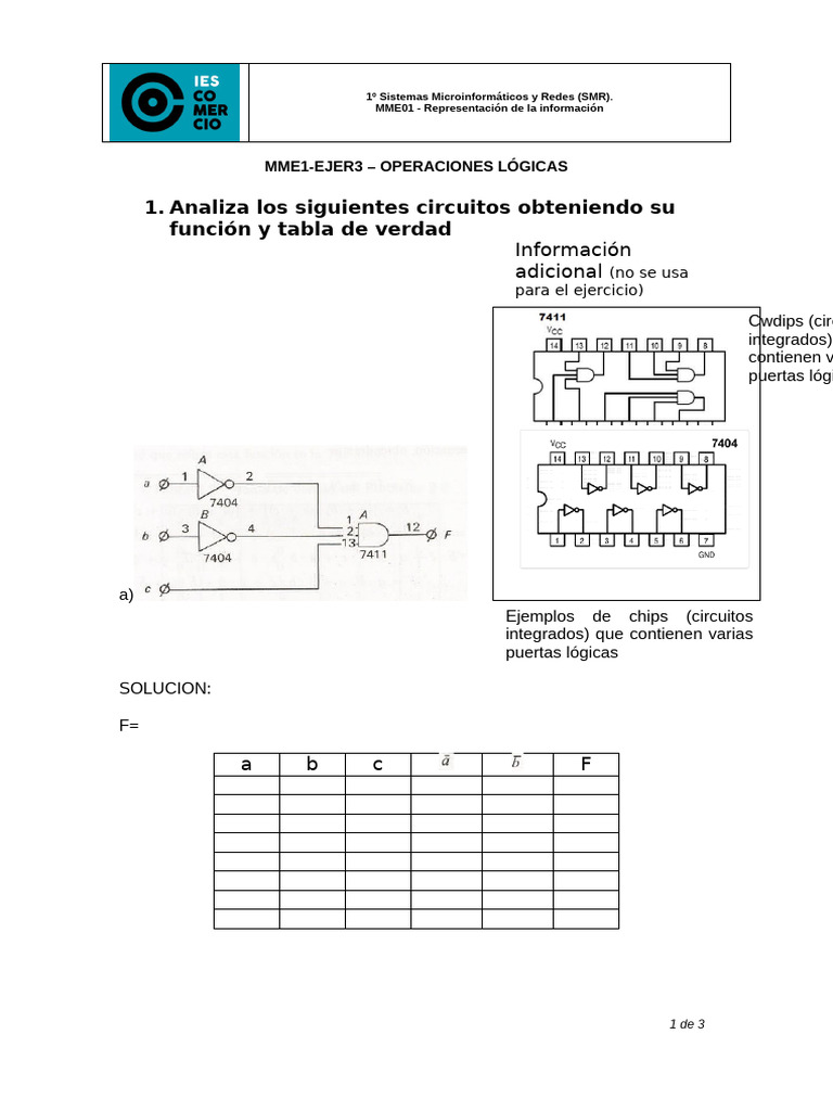 24-25 Mme1-Ejer3 Operaciones Lógicas | PDF