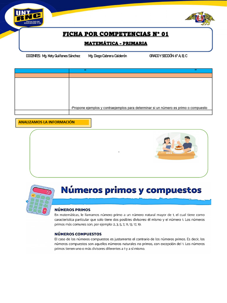 Ficha 01 - Números Prim y Comp Vi Unidad | PDF
