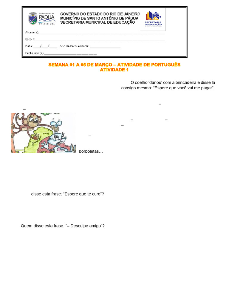 ATIVIDADE-1-PORTUGUES-6-ANO-CORRIGIDA | PDF