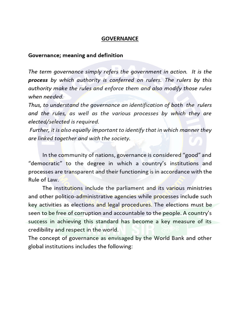 Governance Complete Notes | PDF