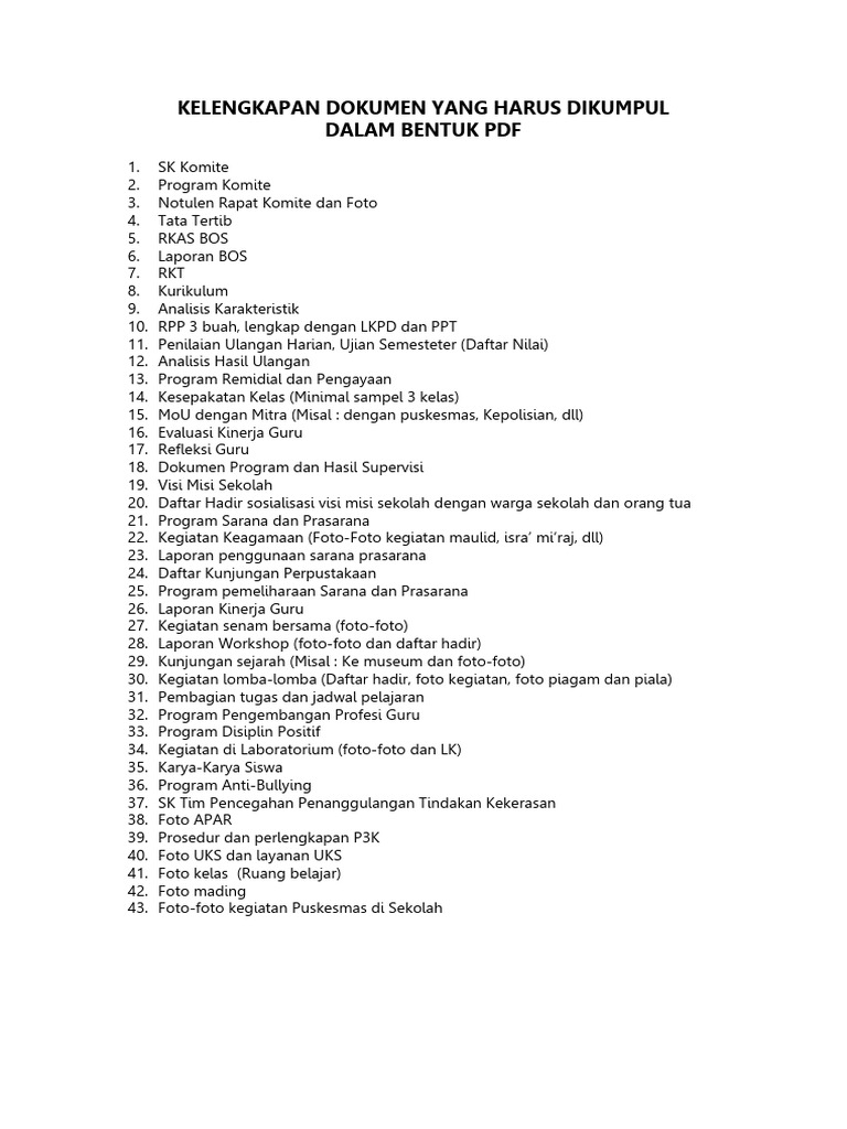 Kelengkapan Dokumen | PDF