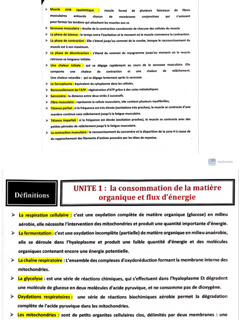 Définitions SVT Unité 1 | PDF