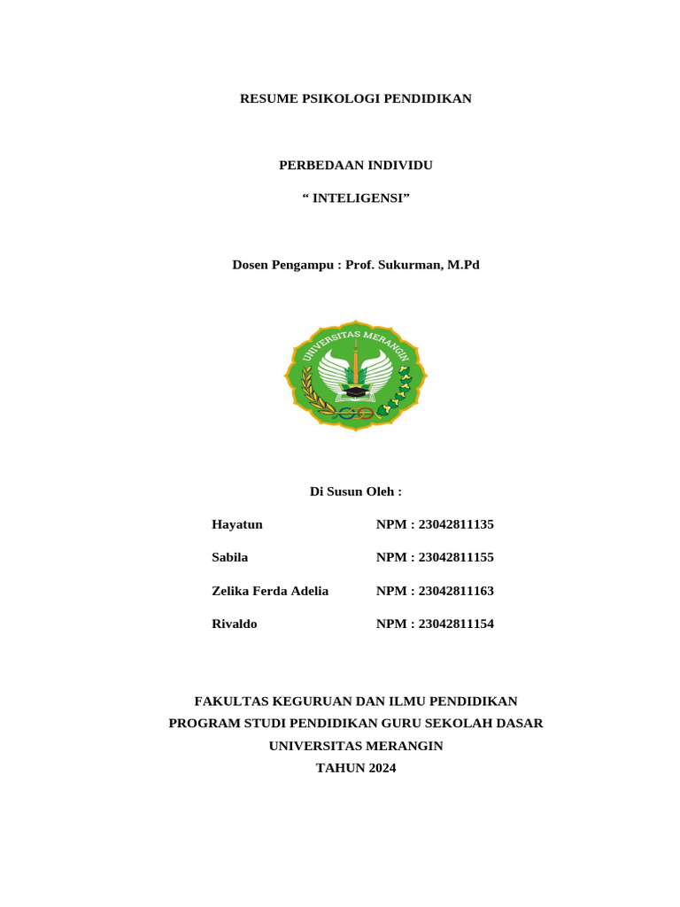 Resume Psikologi Pendidikan | PDF
