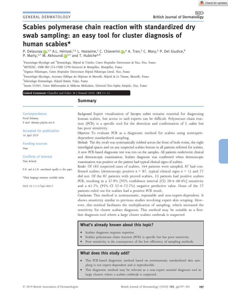 BR J Dermatol - 2019 - Delaunay - Scabies Polymerase Chain Reaction ...