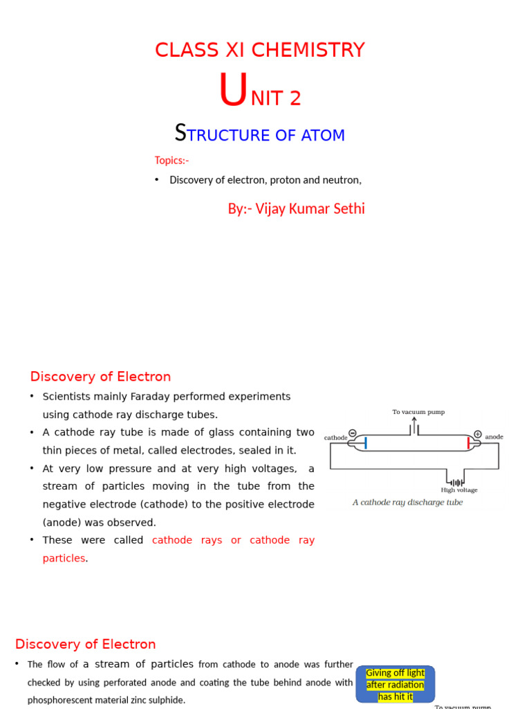 Class 11 Chapter 2 Structure of Atom | PDF