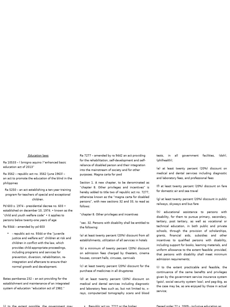 List of All Educational Laws | PDF