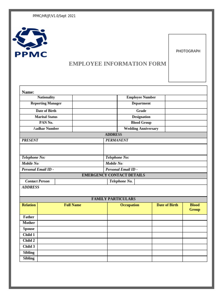 Employee Information Form (2) | PDF