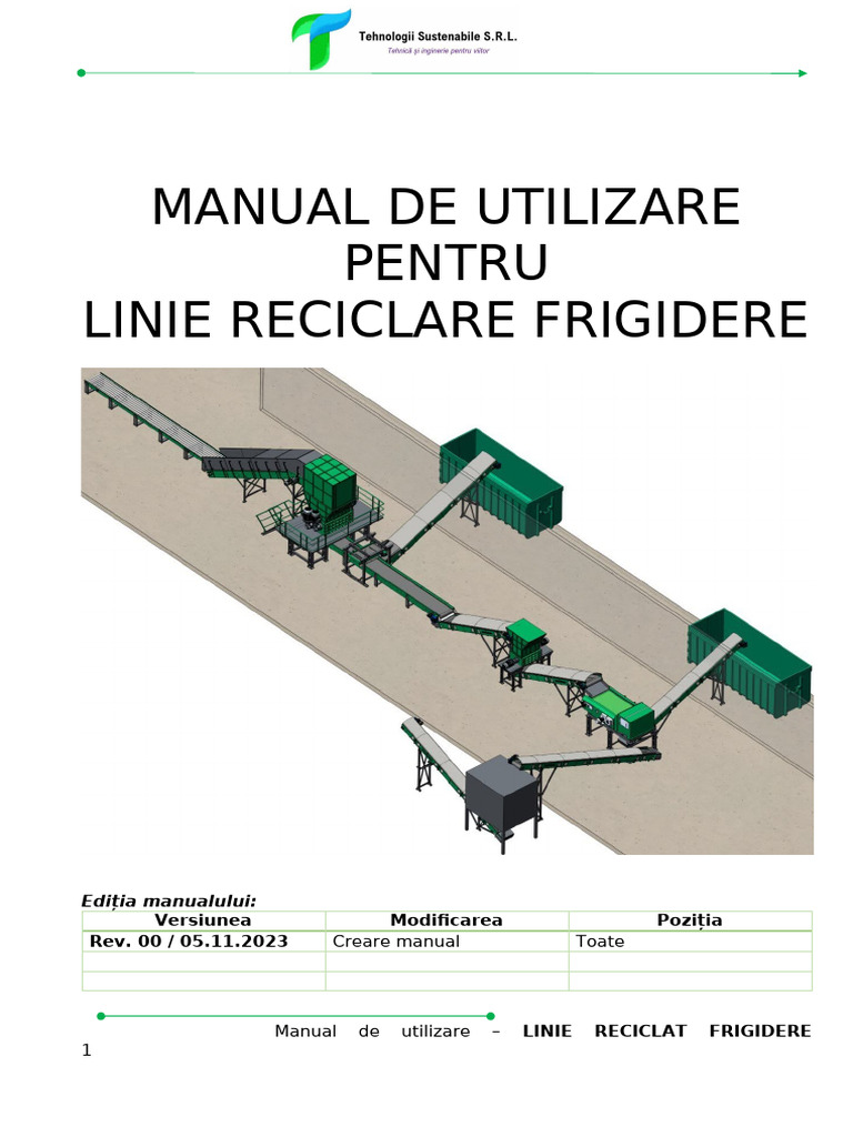 0 - Manual de Utilizare LINIE RECICLARE FRIGIDERE | PDF