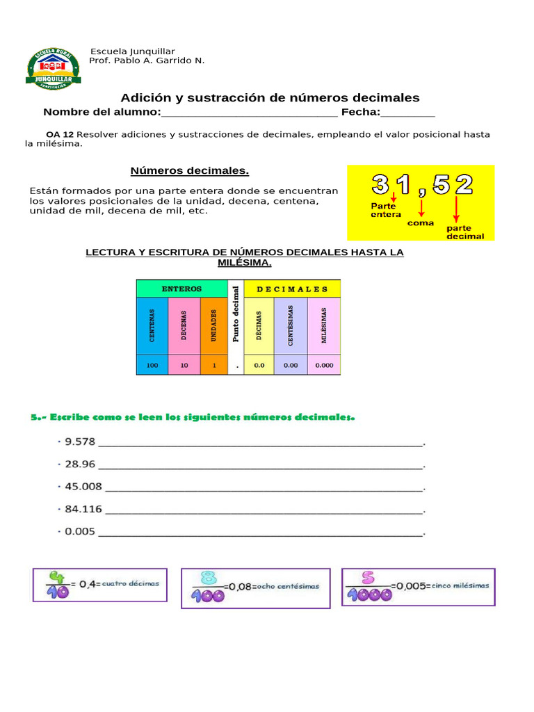 Números Decimales N°2 | PDF | Aritmética | Matemáticas