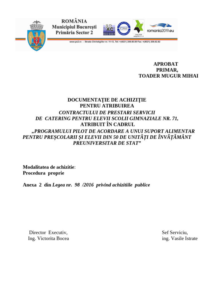 Documentatie de Achizitie Servicii Catering | PDF