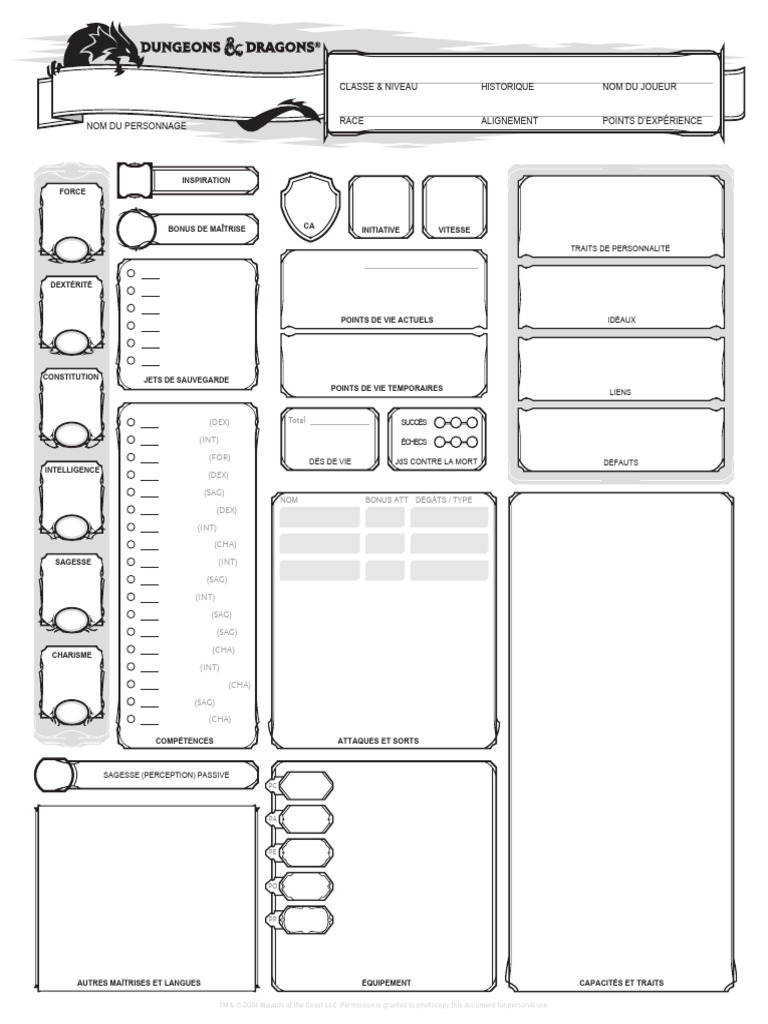 DD5 eFeuillePersoDD5 | PDF