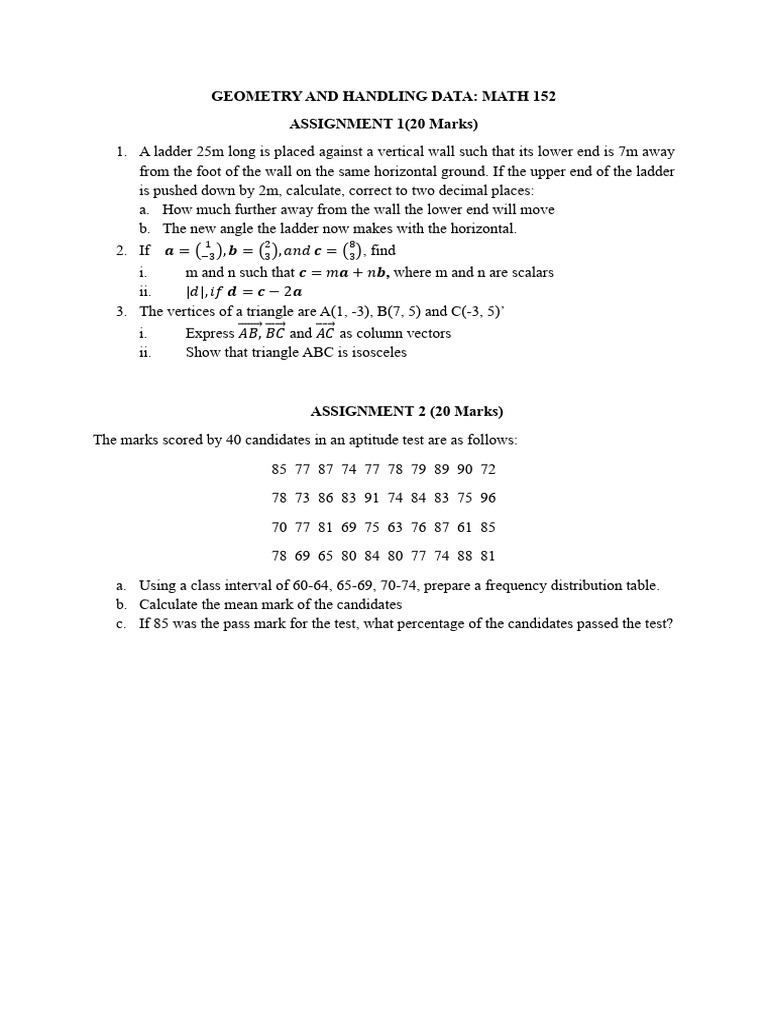 Geometry and Handling Data Assignment | PDF