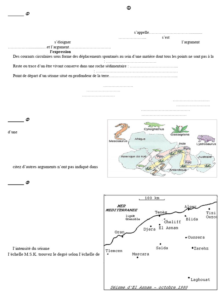 La Theorie de La Tectonique Des Plaques Serie Dexercices Word 1 | PDF