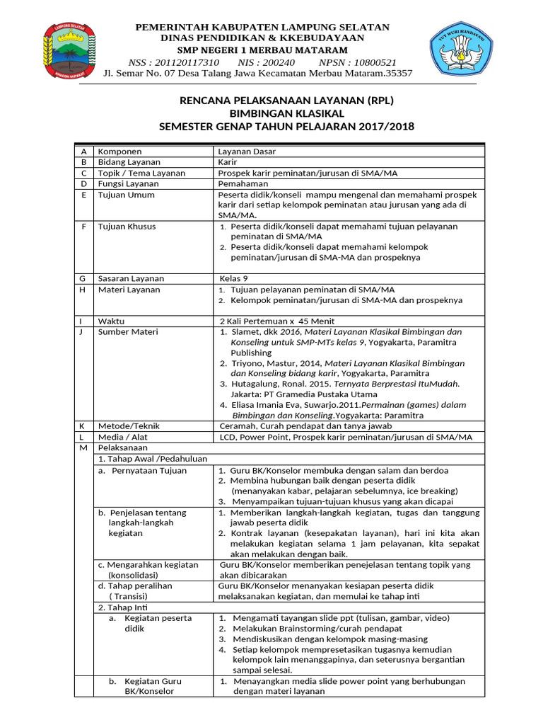 RPL PROSPEK KARIR PEMINATAN JURUSAN DI SMA-MA (Genap) | PDF