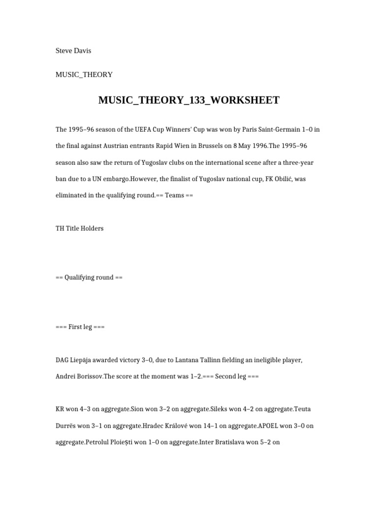 Music Theory 133 Worksheet | PDF