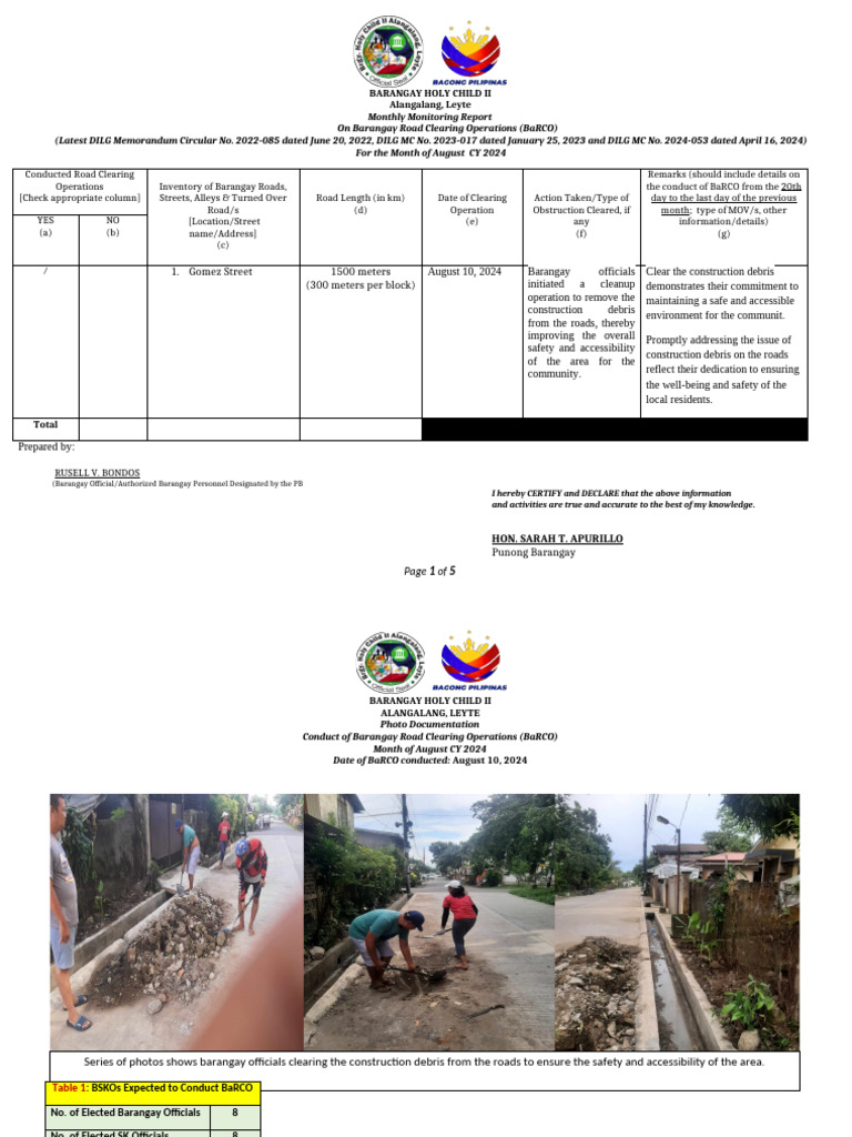 ROAD CLEARING_AUGUST | PDF