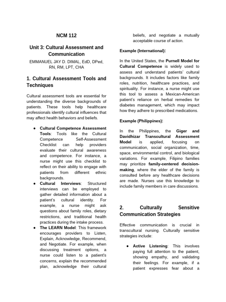 Unit 3 - NCM 112 | PDF