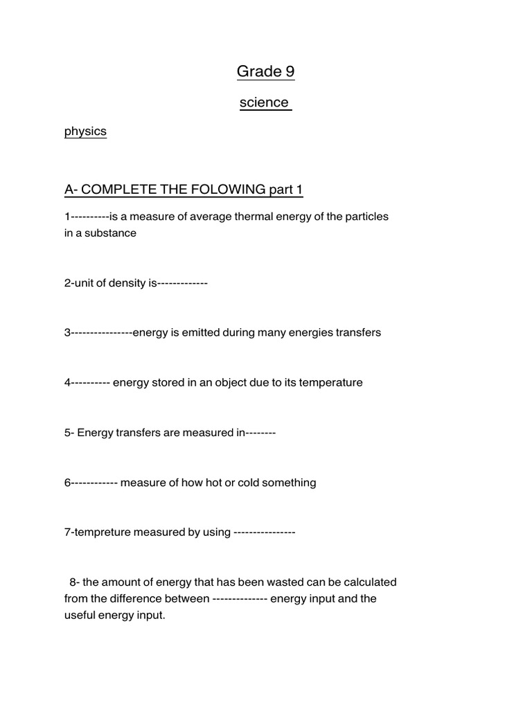 Sheet Grde 9-1 | PDF