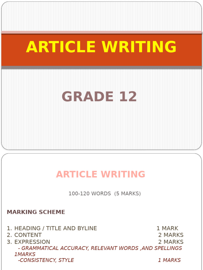 Article Writing Grade 12 | PDF