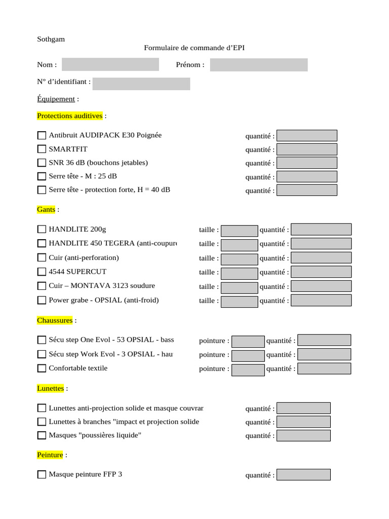 Formulaire de Commande | PDF