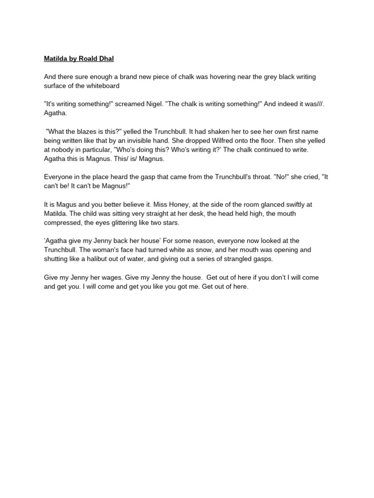 Matilda Extract Roald Dhal | PDF